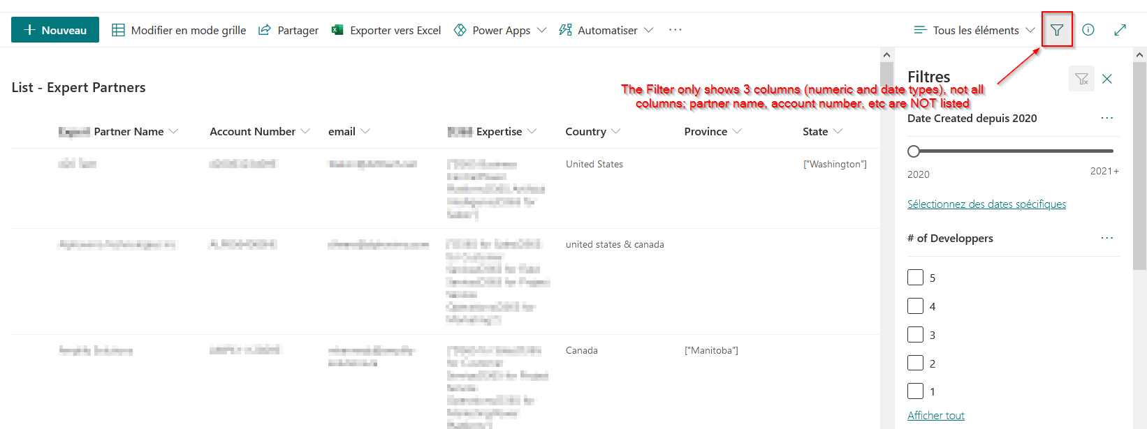 Filter on SharePoint List doesn't show all columns for filtering | Microsoft Community Hub